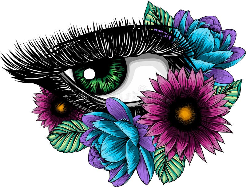 Vector Illustration of Beautiful Eye with Flower Stock Vector ...