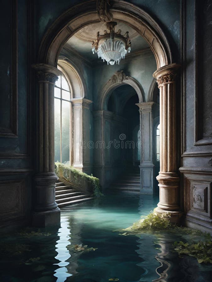 Illustration of a Beautiful Interior of a Castle Stock Illustration ...