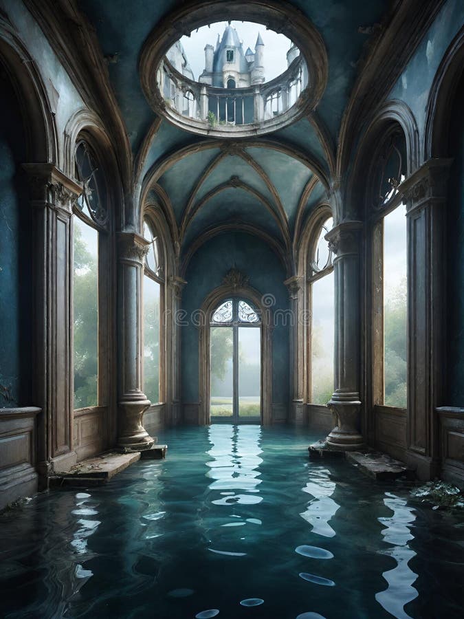 Illustration of a Beautiful Interior of a Castle Stock Illustration ...