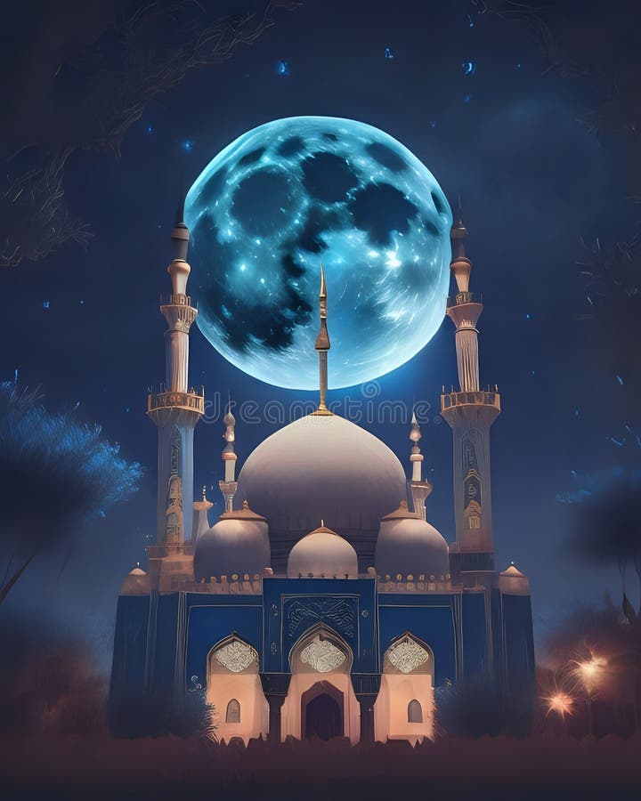 Illustration of a Beautiful Islamic Mosque. Nostalgic Islamic ...