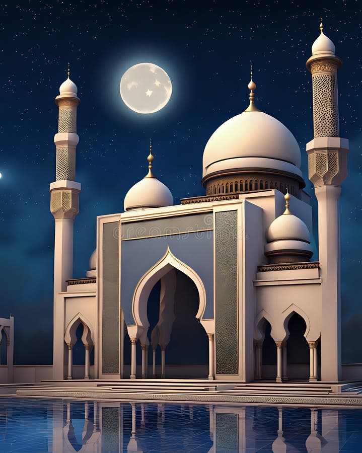 Illustration of a Beautiful Islamic Mosque. Nostalgic Islamic ...