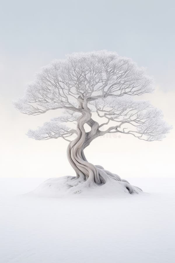 Illustration Beautiful Landscape of Big Tree and Snow Winter Created ...