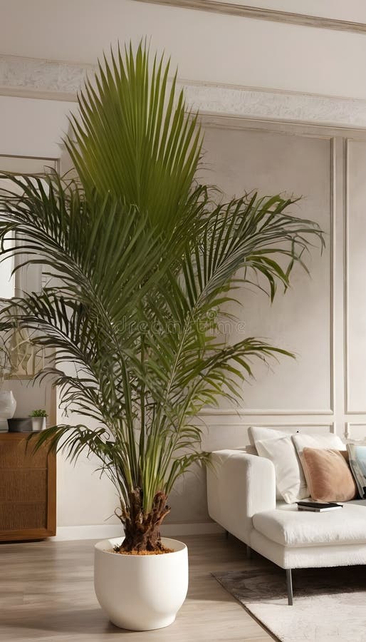 Beautiful Large Palm Tree As Part of the Interior Design Stock ...