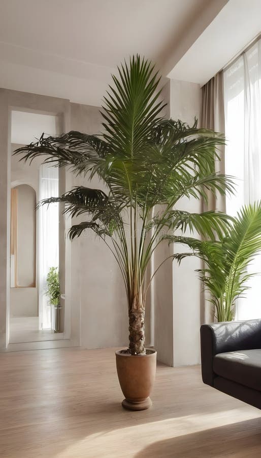 Beautiful Large Palm Tree As Part of the Interior Design Stock ...