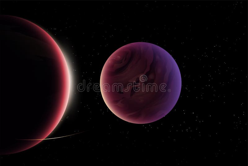 Beautiful Planets at Sunset in Deep Space Stock Vector - Illustration ...
