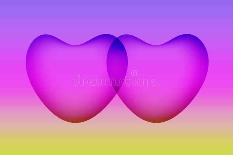 Illustration of Beautiful Pair of 3D Hearts on Gradient Neon Color ...