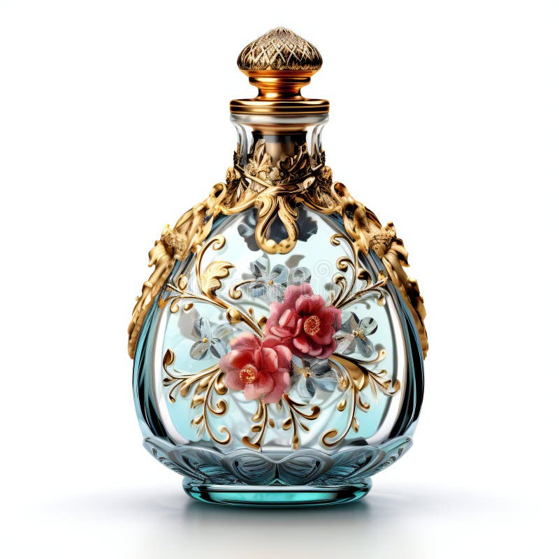 A Beautiful Perfume Bottle Isolated on White Background Stock ...
