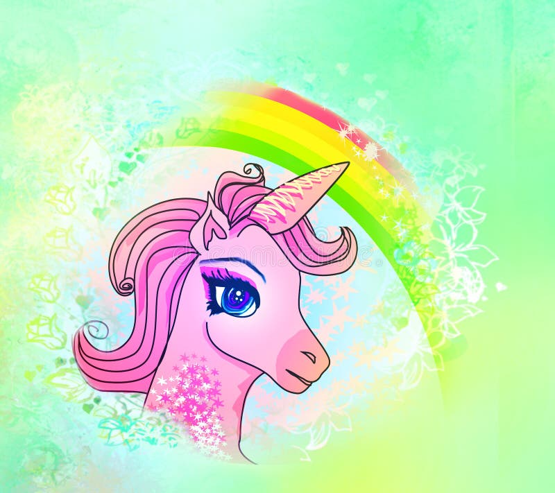 Illustration of Beautiful Pink Unicorn. Stock Illustration ...