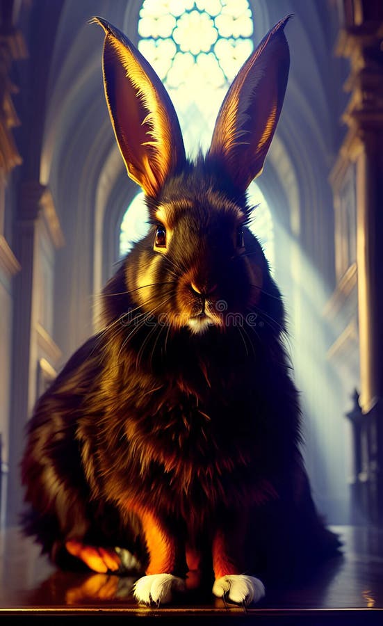 Illustration with a Beautiful Realistic Black Rabbit Stock Illustration ...