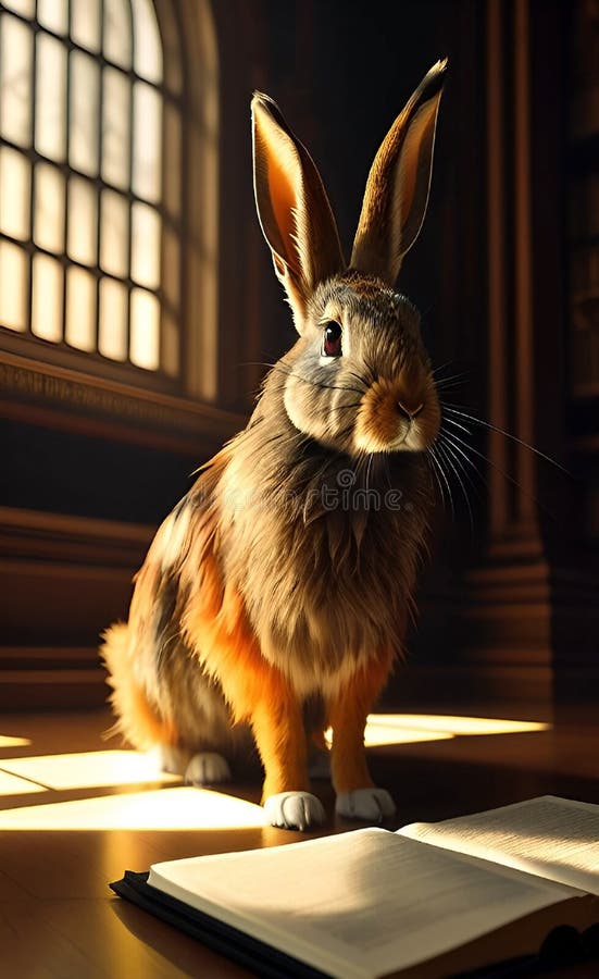 Illustration with a Beautiful Realistic Black Rabbit Stock Illustration ...