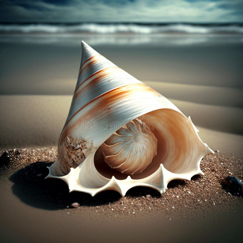 Seashell on the Seashore, Abstract Shape, Generative Ai Stock ...