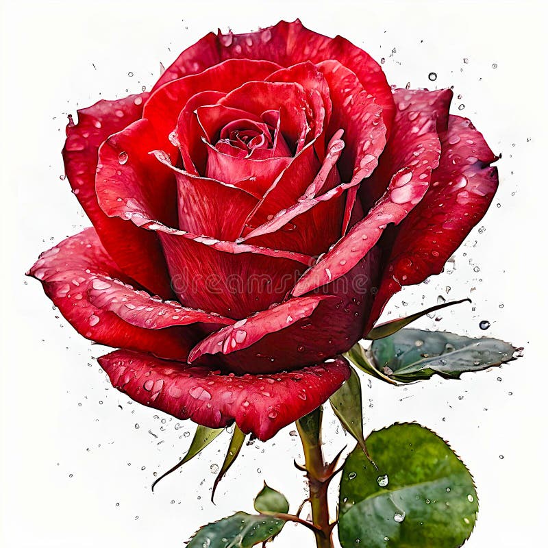 Single Red Rose Watercolour Stock Illustrations – 225 Single Red Rose ...