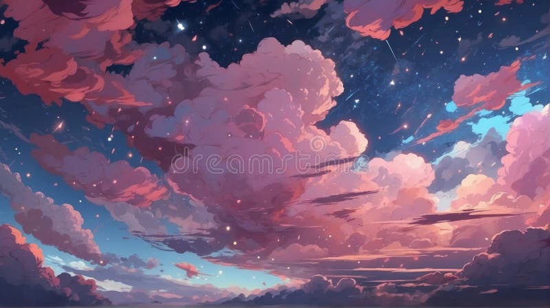 An Illustration of a Beautiful Sky with Clouds in Delicate Colors ...