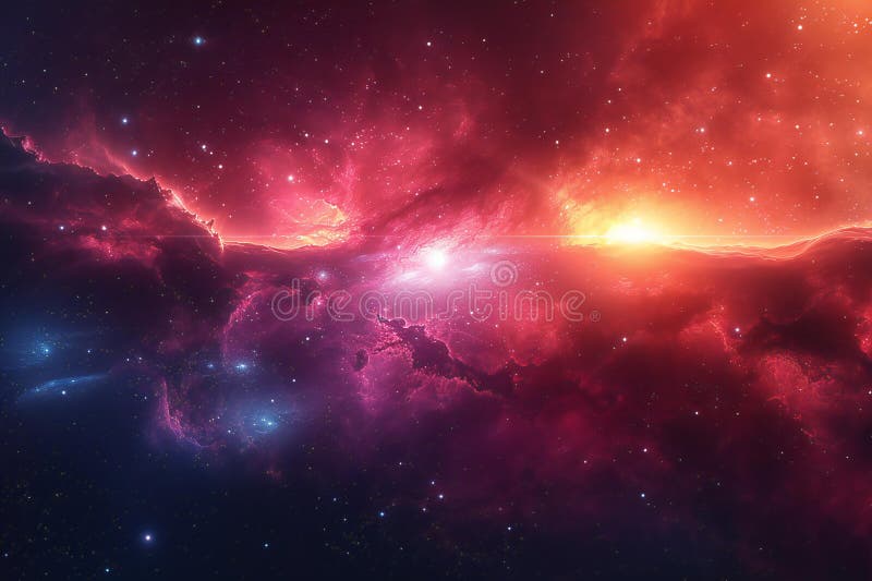 Beautiful Space Background with Nebula and Stars, Rendering Stock ...