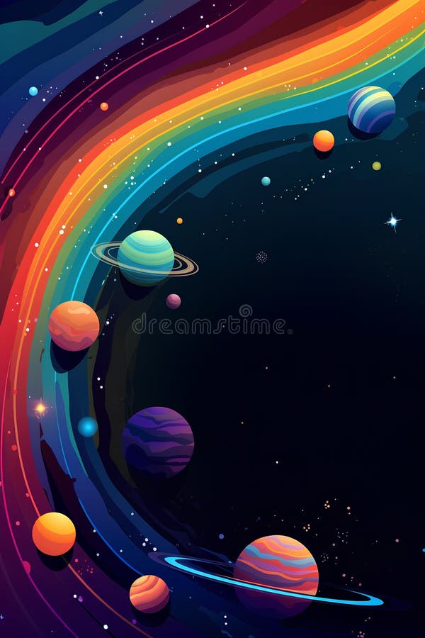 Planets and Stars in Outer Space. Astronomy Concept. Vector ...