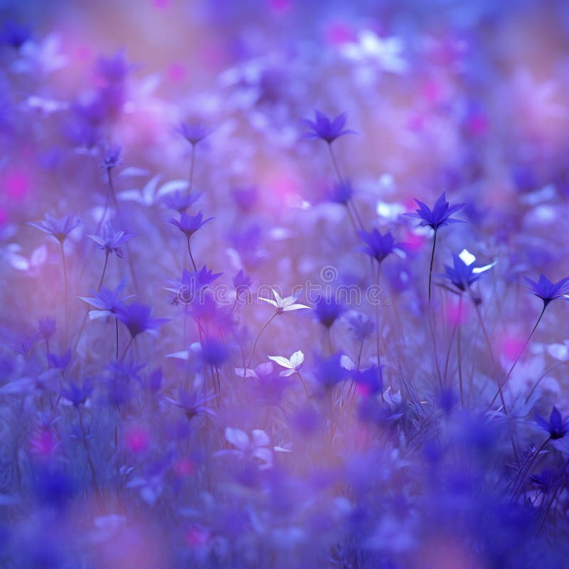 Beautiful Spring Meadow with Blue Flowers, Nature Background, Soft ...