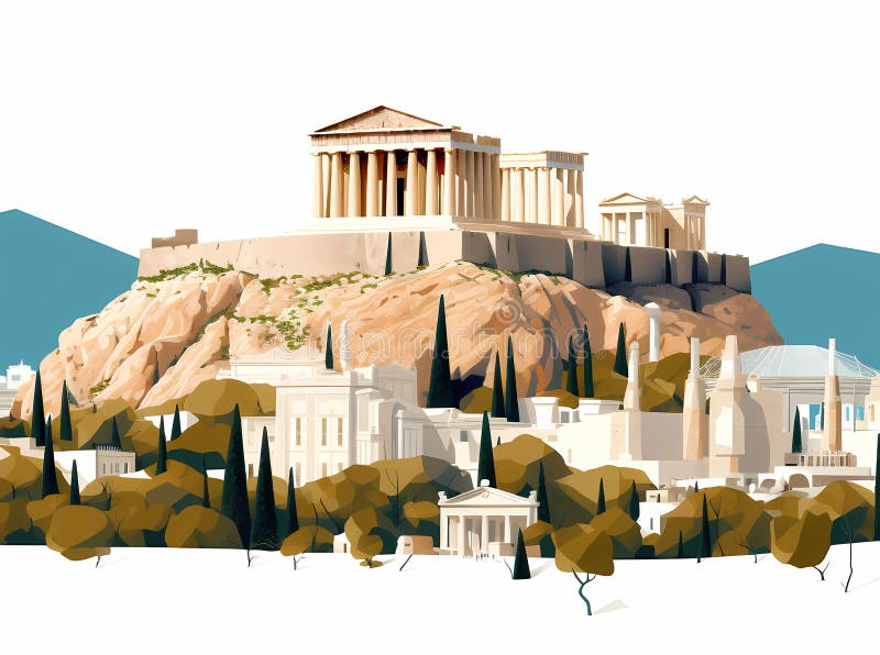 Illustration of Beautiful View of Athens, Greece Stock Illustration ...