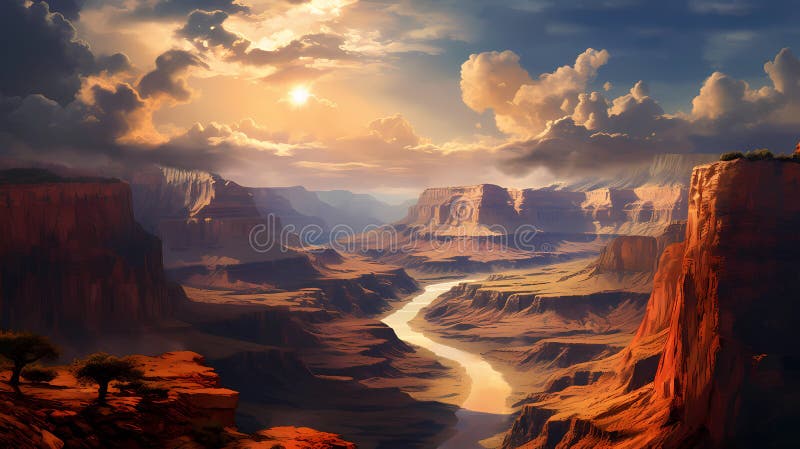 Illustration of a Beautiful View of the Canyon, USA Stock Illustration ...