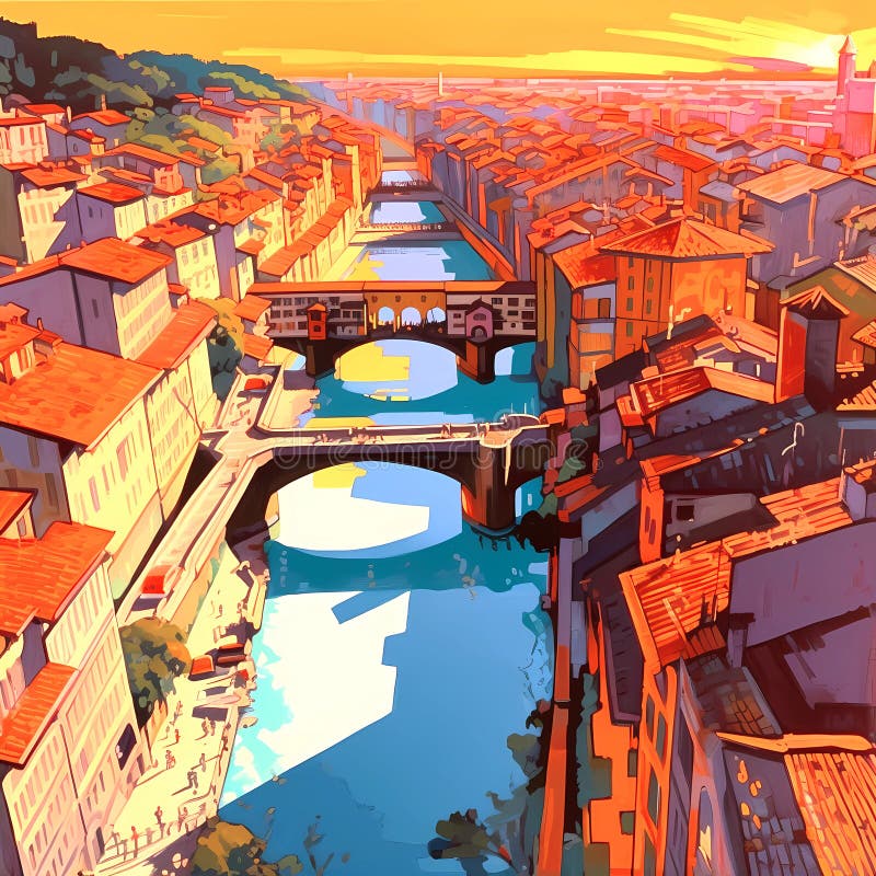 Illustration of Beautiful View of Florence, Italy Stock Illustration ...