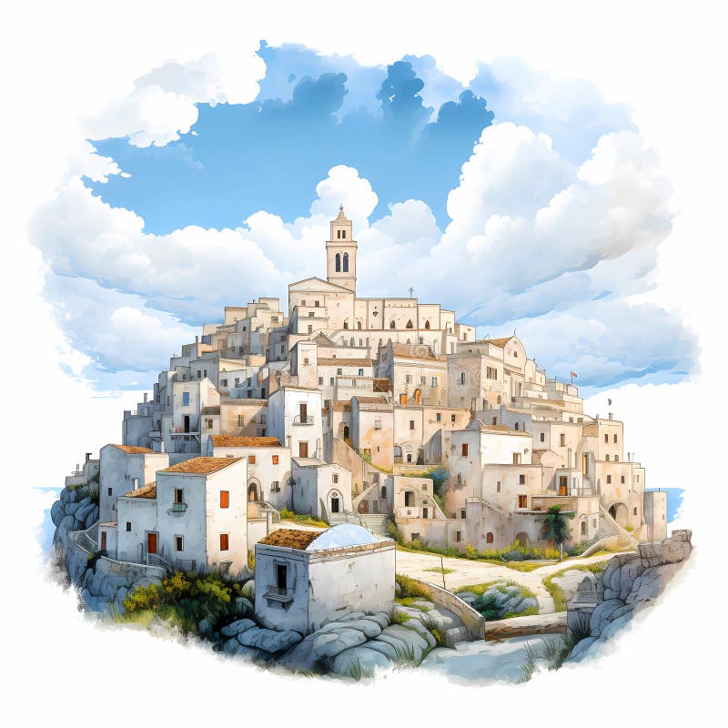 Illustration of Beautiful View of Matera, Italy Stock Illustration ...