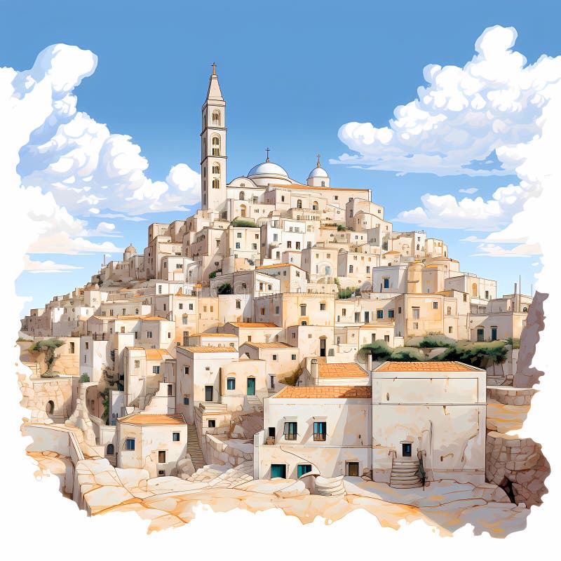 Illustration of Beautiful View of Matera, Italy Stock Illustration ...