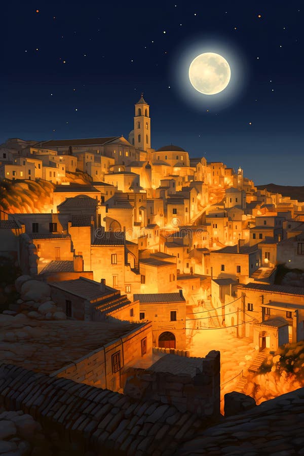 Illustration of Beautiful View of Matera, Italy Stock Illustration ...