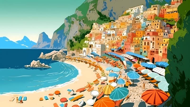 Positano Italy Stock Illustrations – 271 Positano Italy Stock ...