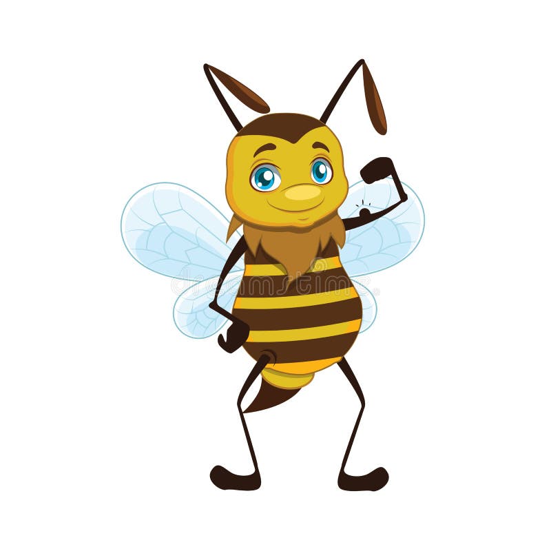 Illustration of a Bee Flexing Stock Vector - Illustration of antenna ...