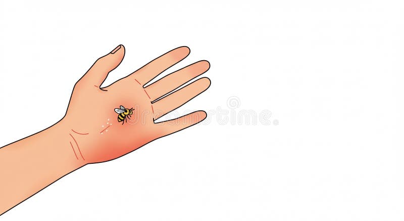 Illustration of Bee Sting on Human Hand Causing Immediate Redness ...