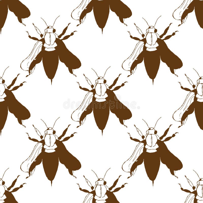 Illustration of a Bee. Wild Nature. a Swarm of Bees. Seamless Pattern ...
