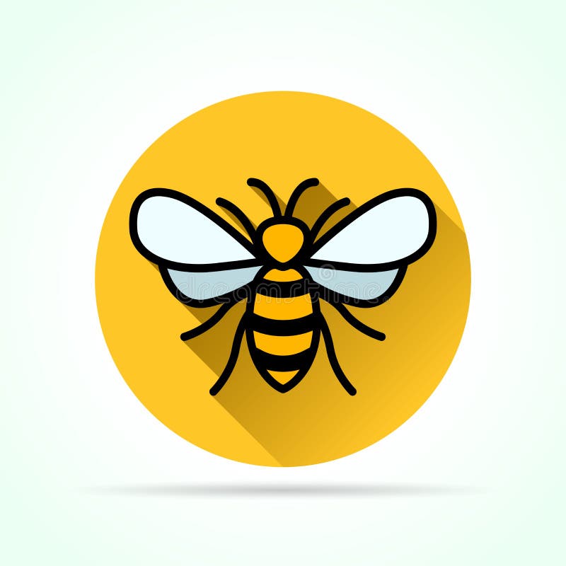 Bee in yellow circle icon stock vector. Illustration of nature - 107347196