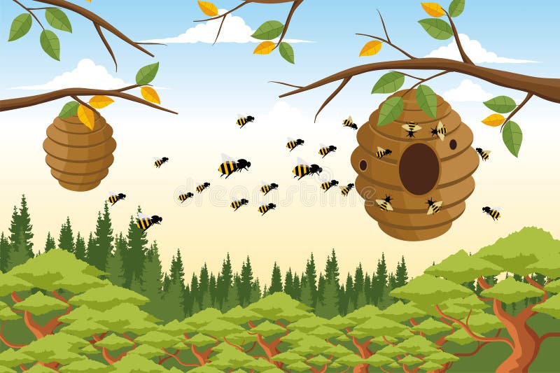 Cartoon Jungle Tree Bees Stock Illustrations – 27 Cartoon Jungle Tree ...