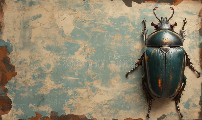Illustration, Beetle on Vintage Background. Stock Image - Image of ...