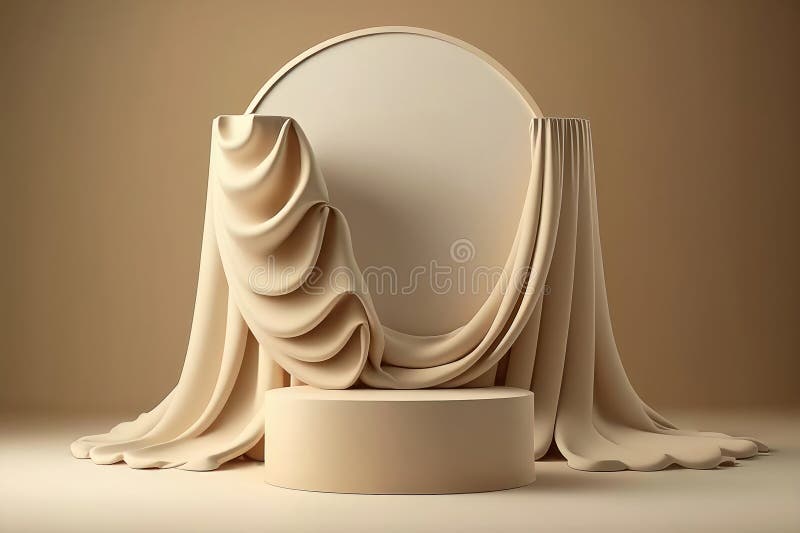 Illustration of a Beige Display Podium with Silk Fabric. AI Generation ...