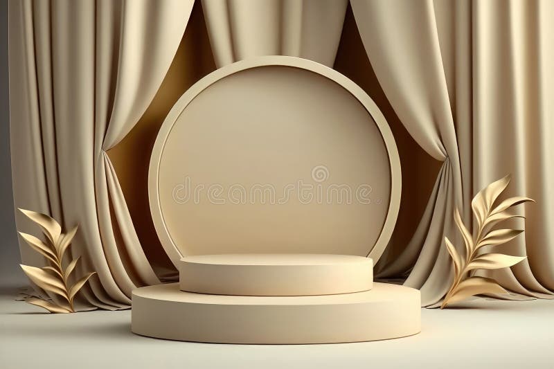Illustration of a Beige Display Podium with Silk Fabric. AI Generation ...