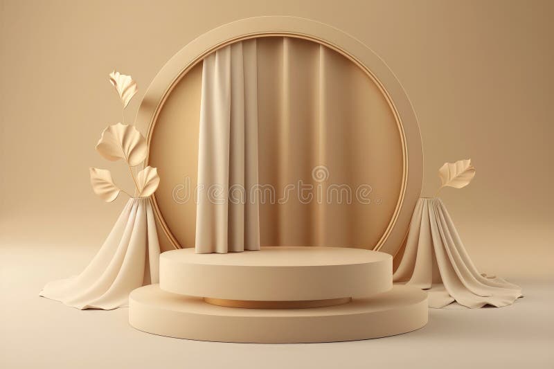 Illustration of a Beige Display Podium with Silk Fabric. AI Generation ...