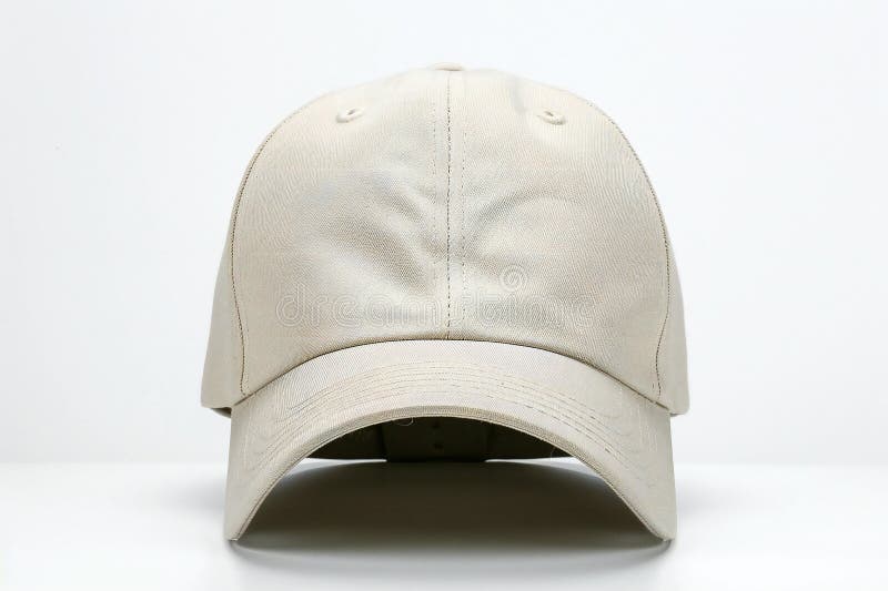 Beige Solid Color Baseball Cap, Front View, White Background, Product ...