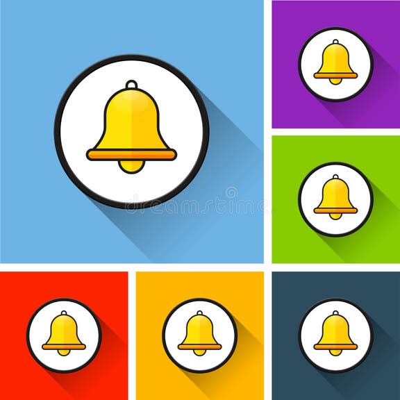 Bell Icons with Long Shadow Stock Vector - Illustration of bell, shadow ...