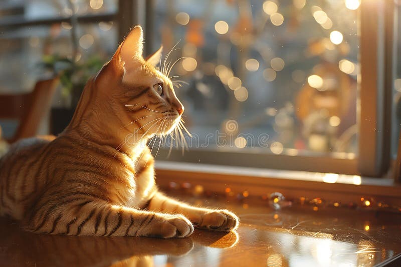 The Bengal Cat on a Table Near a Window, High Quality, High Resolution ...
