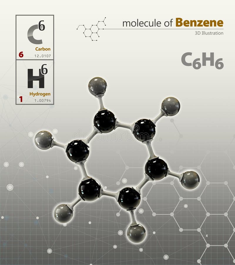 Benzene Molecule 3D stock illustration. Illustration of isolated - 11892627