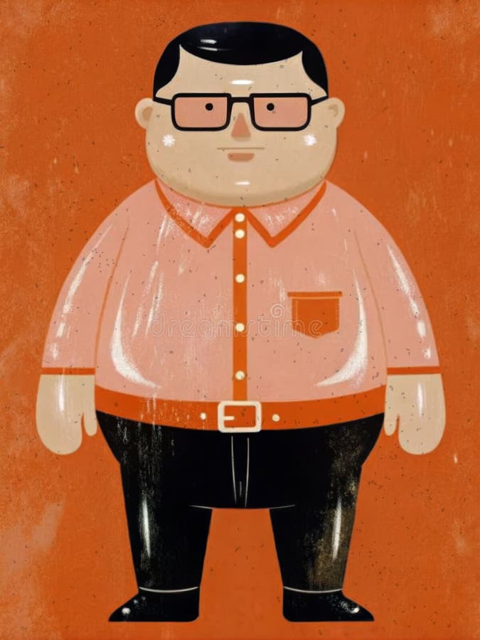 Illustration of a Bespectacled Man in Casual Attire Stock Illustration ...