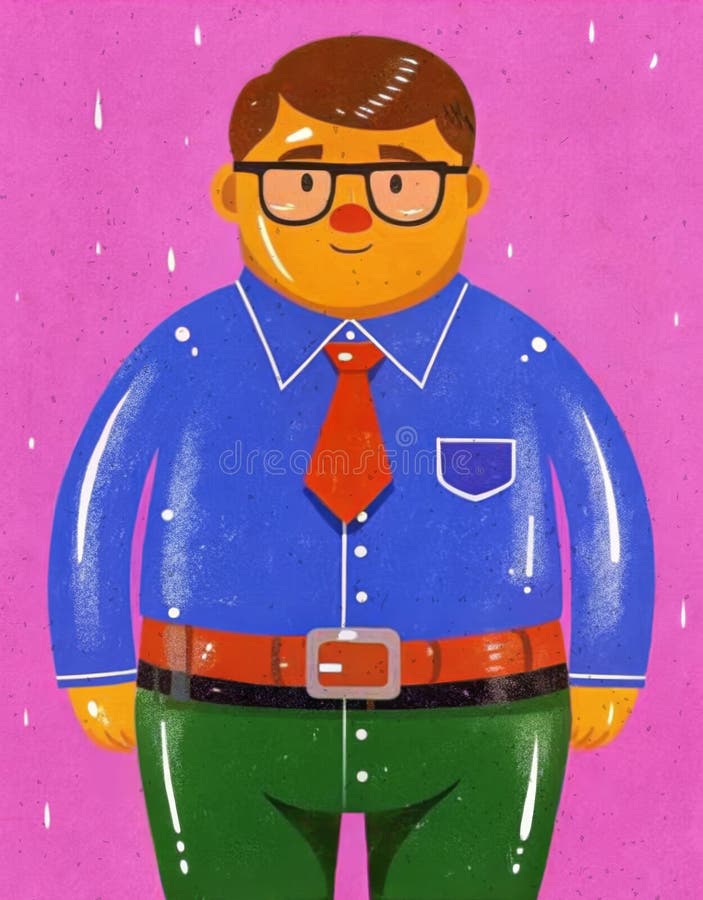Illustration of a Bespectacled Man in Casual Attire Stock Illustration ...