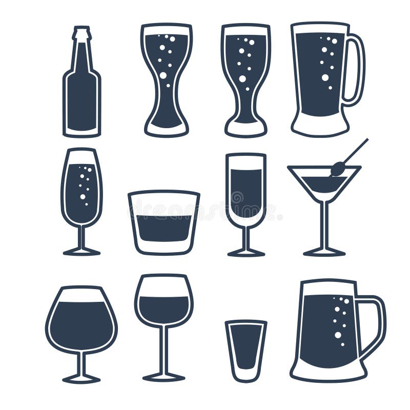 Illustration of Beverage Line Icons. Stock Illustration - Illustration ...