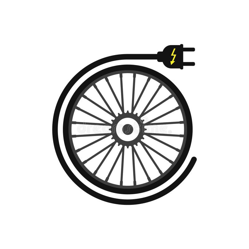 Illustration of a Bicycle Wheel with a Power Plug and Cable. Stock ...