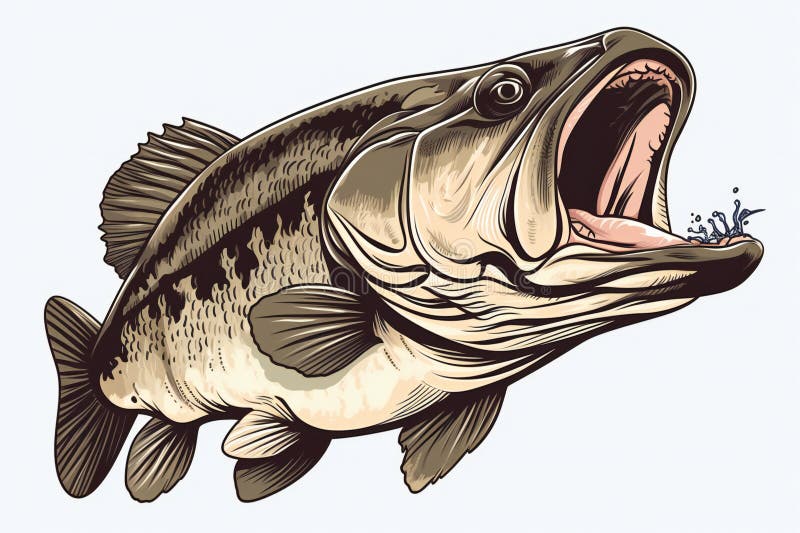 Illustration of a Bass Fish on a White Background, Stock Illustration ...