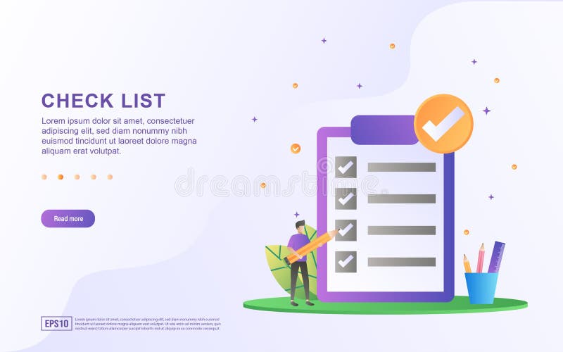 Illustration of Big Checklist and People Who are Checking Stock Vector ...