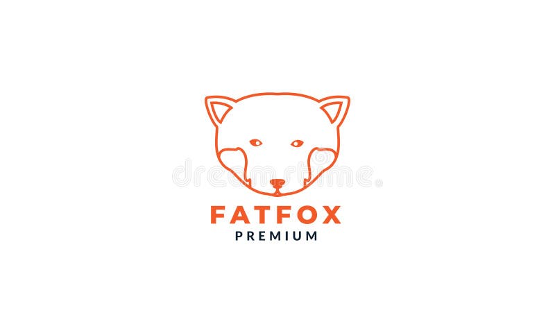 Illustration Big Fox Head Line Logo Design Stock Vector - Illustration ...