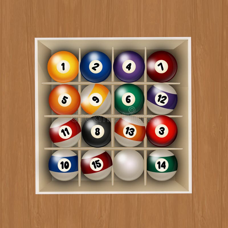 Billiard balls in the box stock illustration. Illustration of gift ...