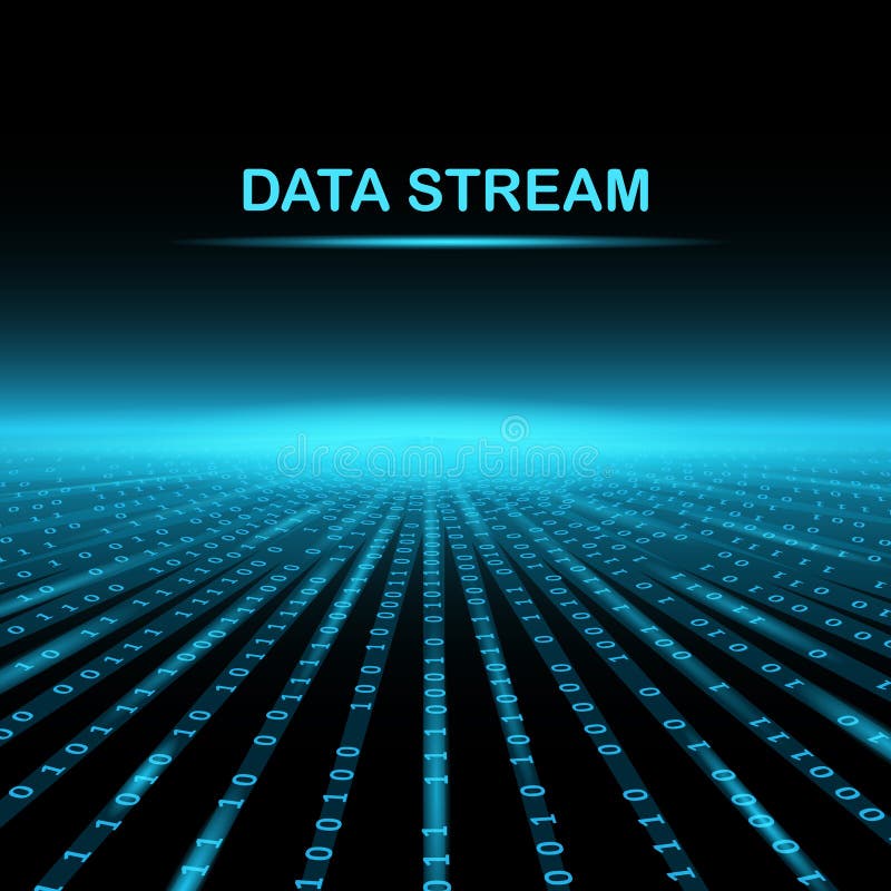 Binary Code On Abstract Technology Background Data Stream Stock Vector