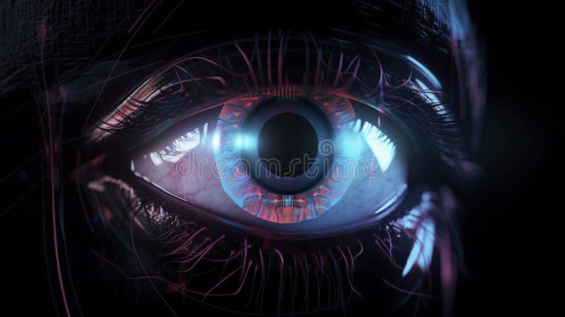 Illustration, Biometric Scan of a Female Eye, Ai Generative Stock ... Illustration, Biometric Scan of a Female Eye, Ai Generative Stock ...